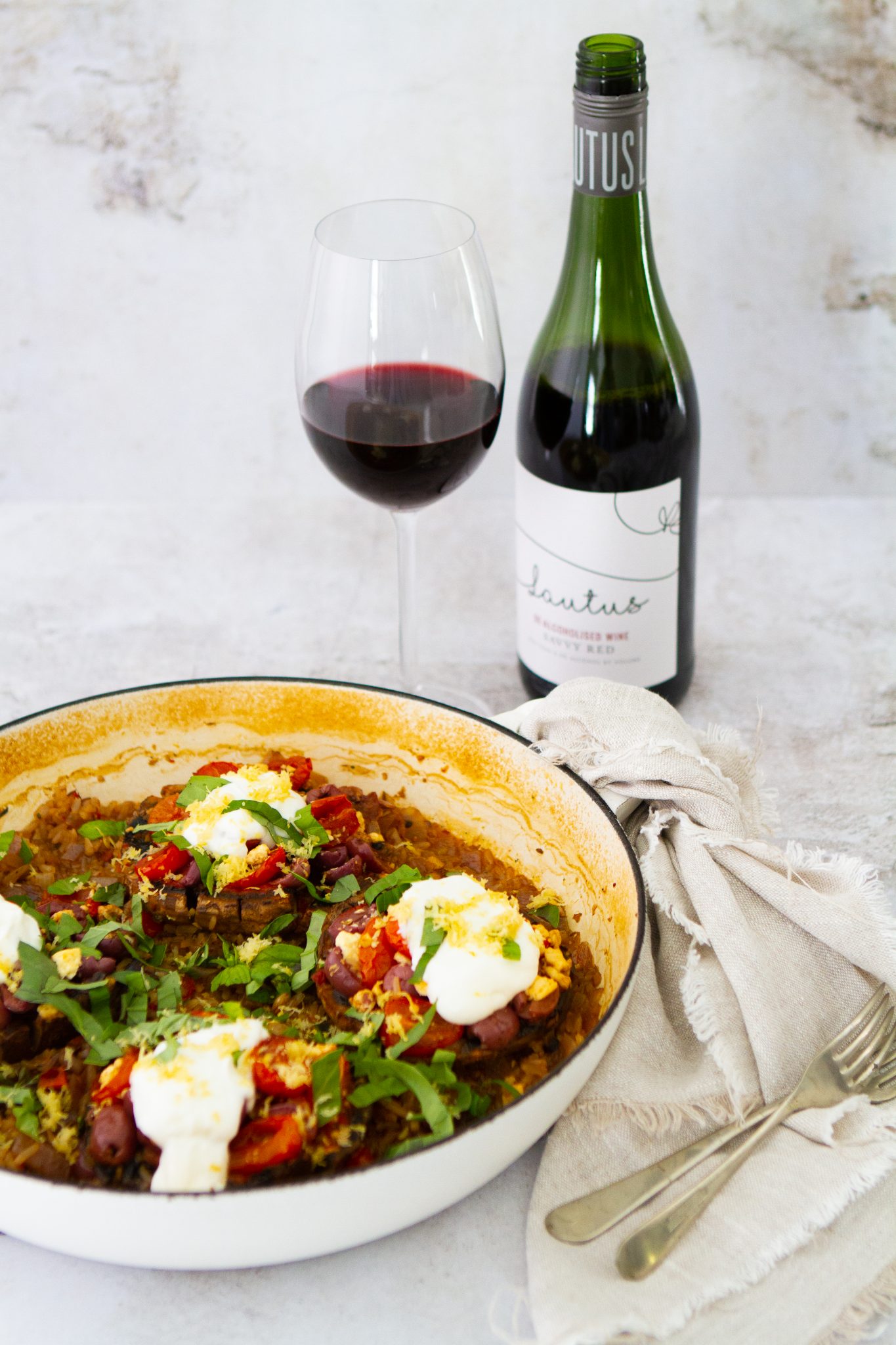 Mushrooms on rice with olives, chili, basil feta and harissa - Elmarie ...