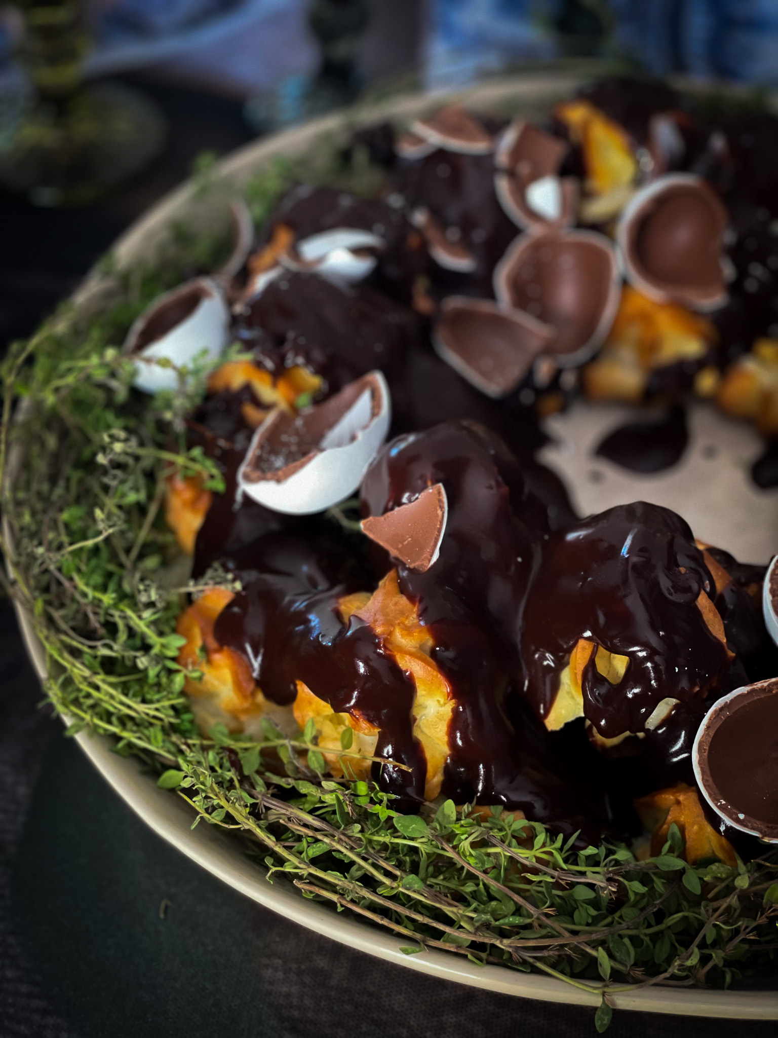 Milk tart & Chocolate Rooibos Profiterole Wreath - Elmarie Berry
